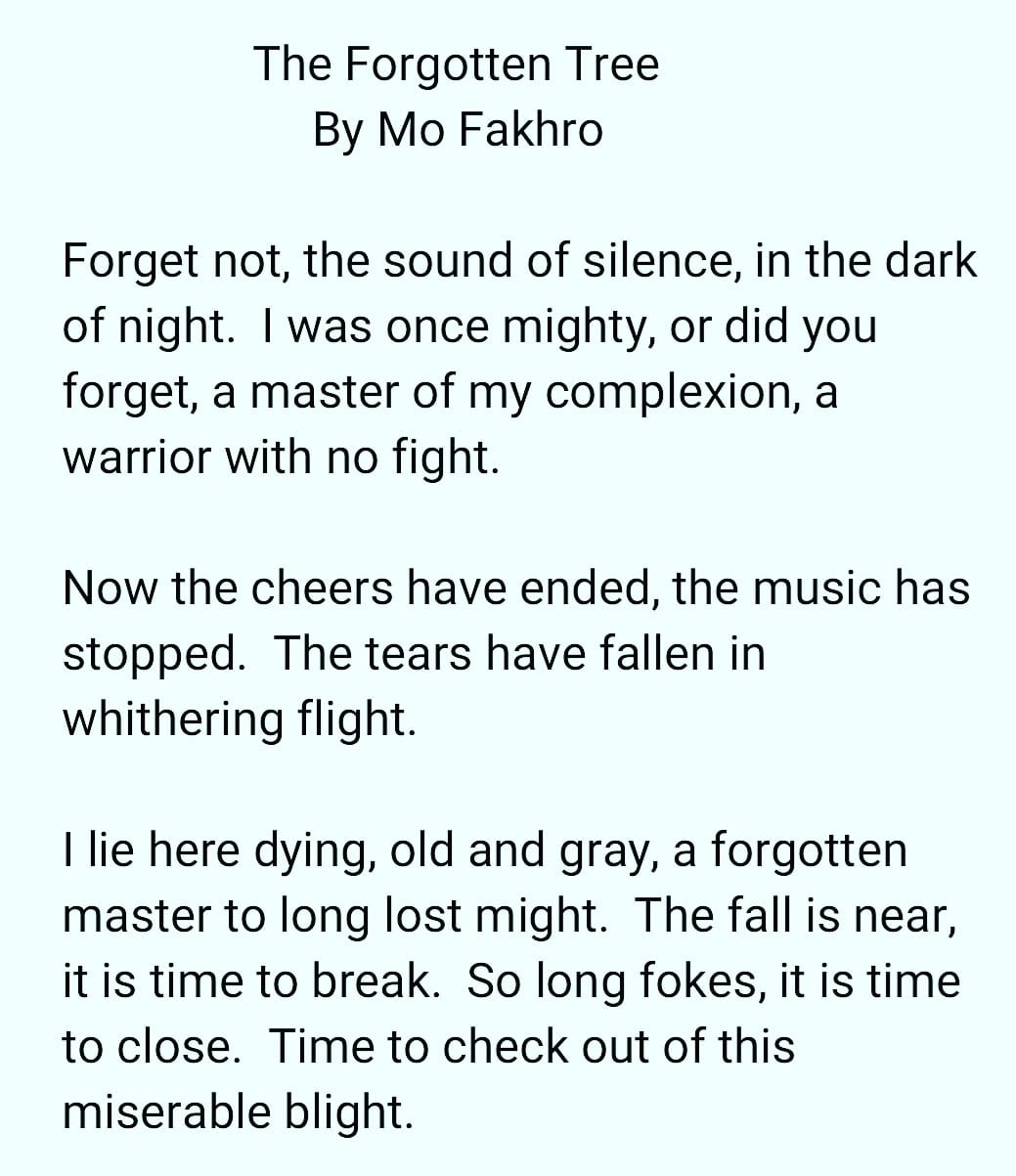 Poem: The Forgotten Tree – Mo Fakhro